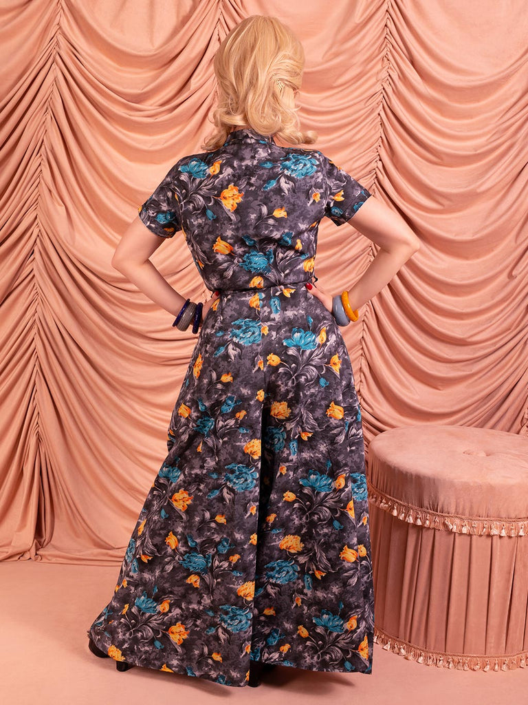 Lucy Retro Beach Pyjamas – Wide Leg Jumpsuit in Vintage Floral – What ...